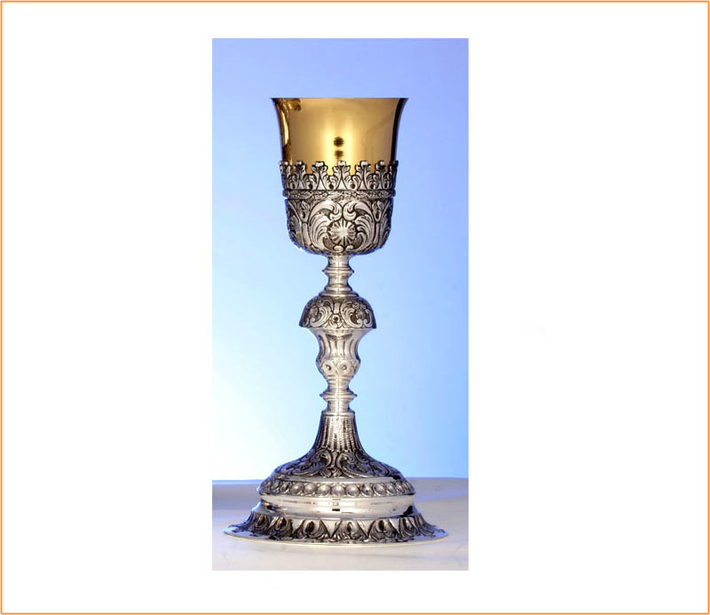 Cáliz de plata barroco con copa dorada - Brabander.es