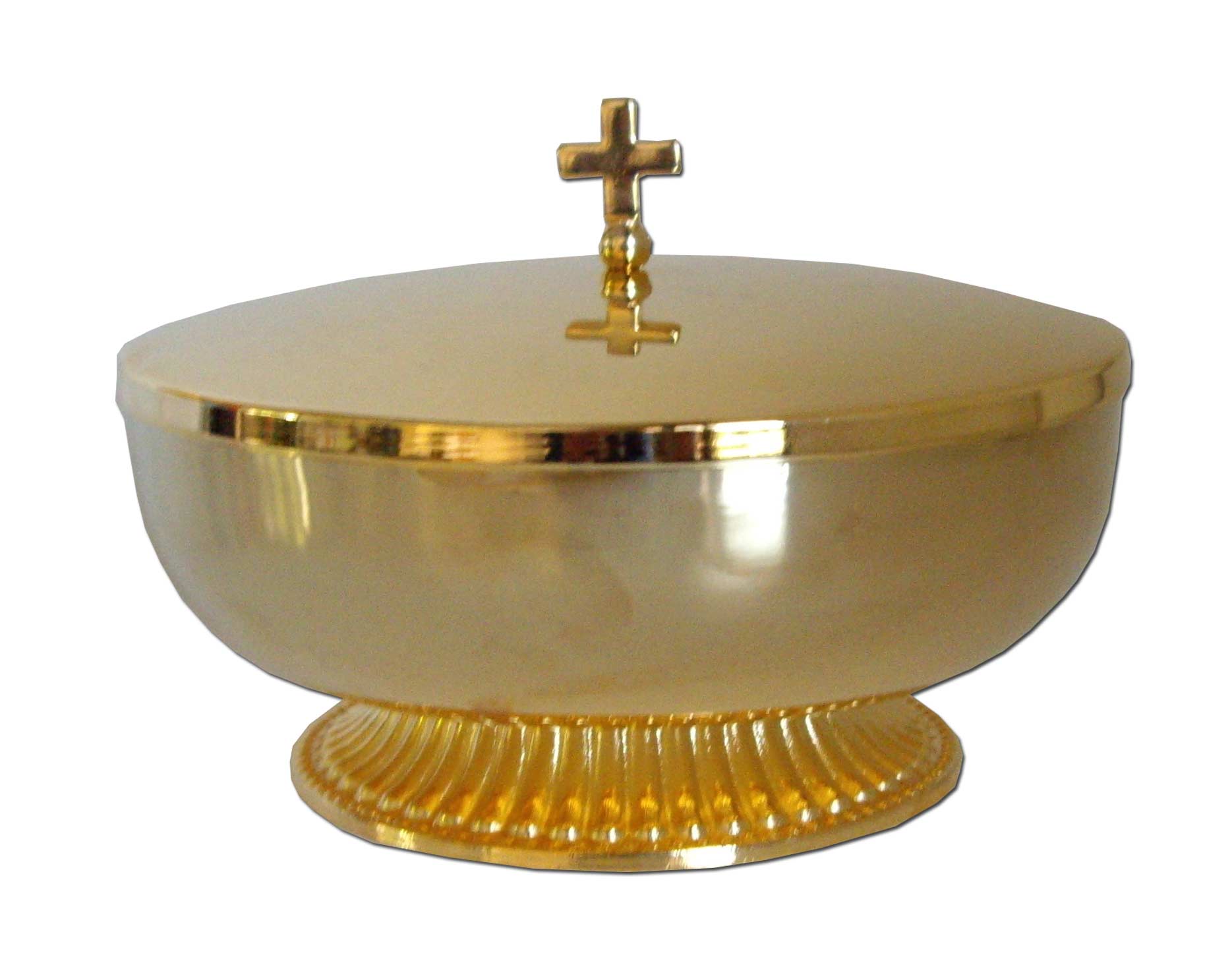 Copón patena de metal con tapa y Cruz - Copón patena
