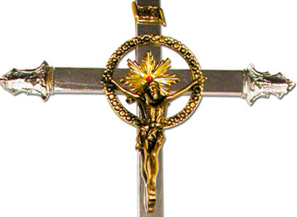 Cruz parroquial de metal pulido con varal - Brabander.es